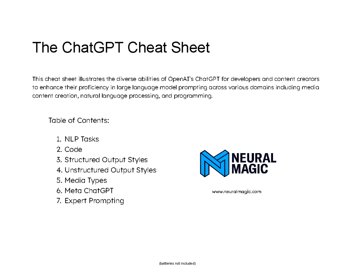 Chat GPT Cheatsheet Costaa - The ChatGPT Cheat Sheet This cheat sheet ...