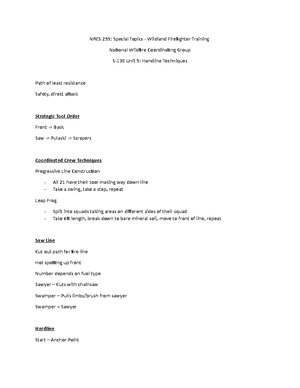 Wildland Firefighter Training S-130 Unit 7 - Suppression - NRES 299 ...