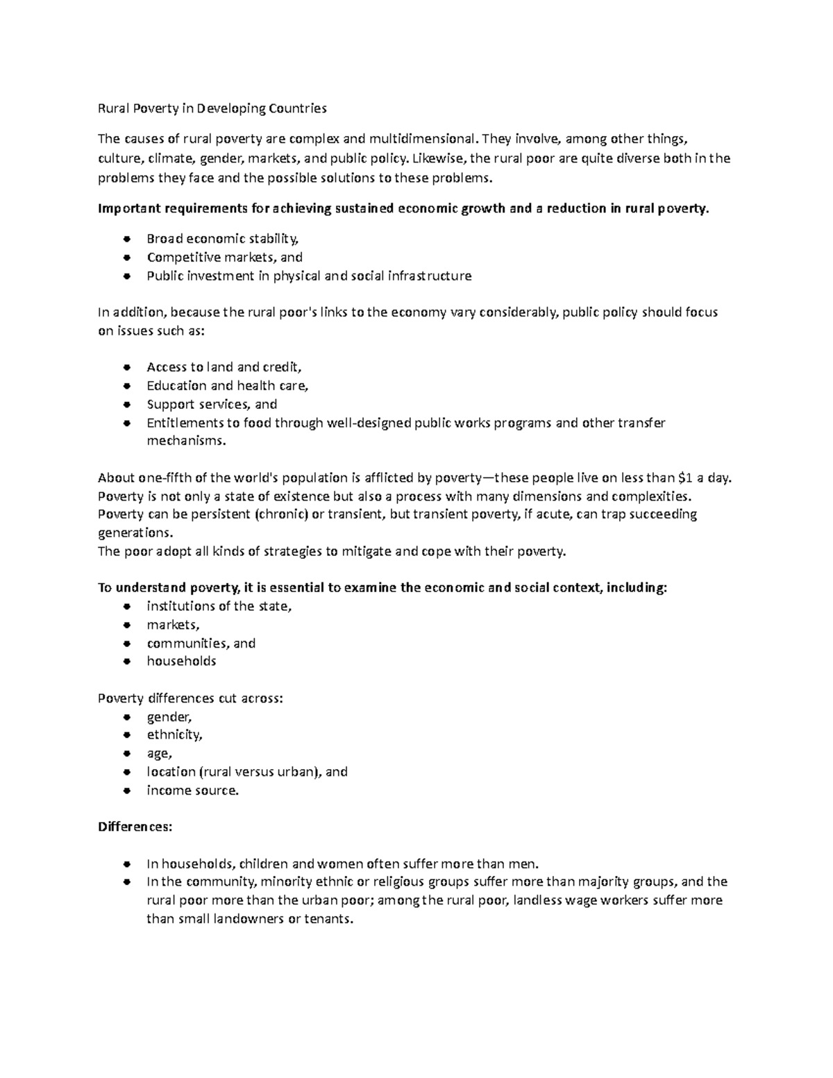 Rural Poverty in Developing Countries - They involve, among other ...