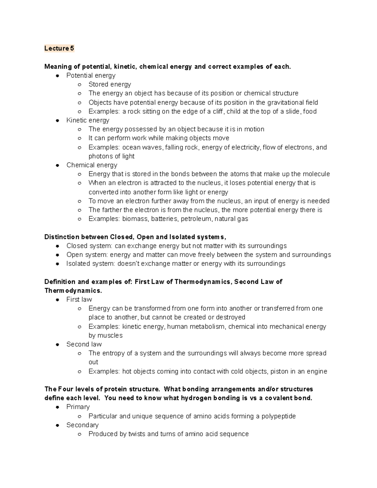 Cycle 3 outcomes - Lecture 5 Meaning of potential, kinetic, chemical ...