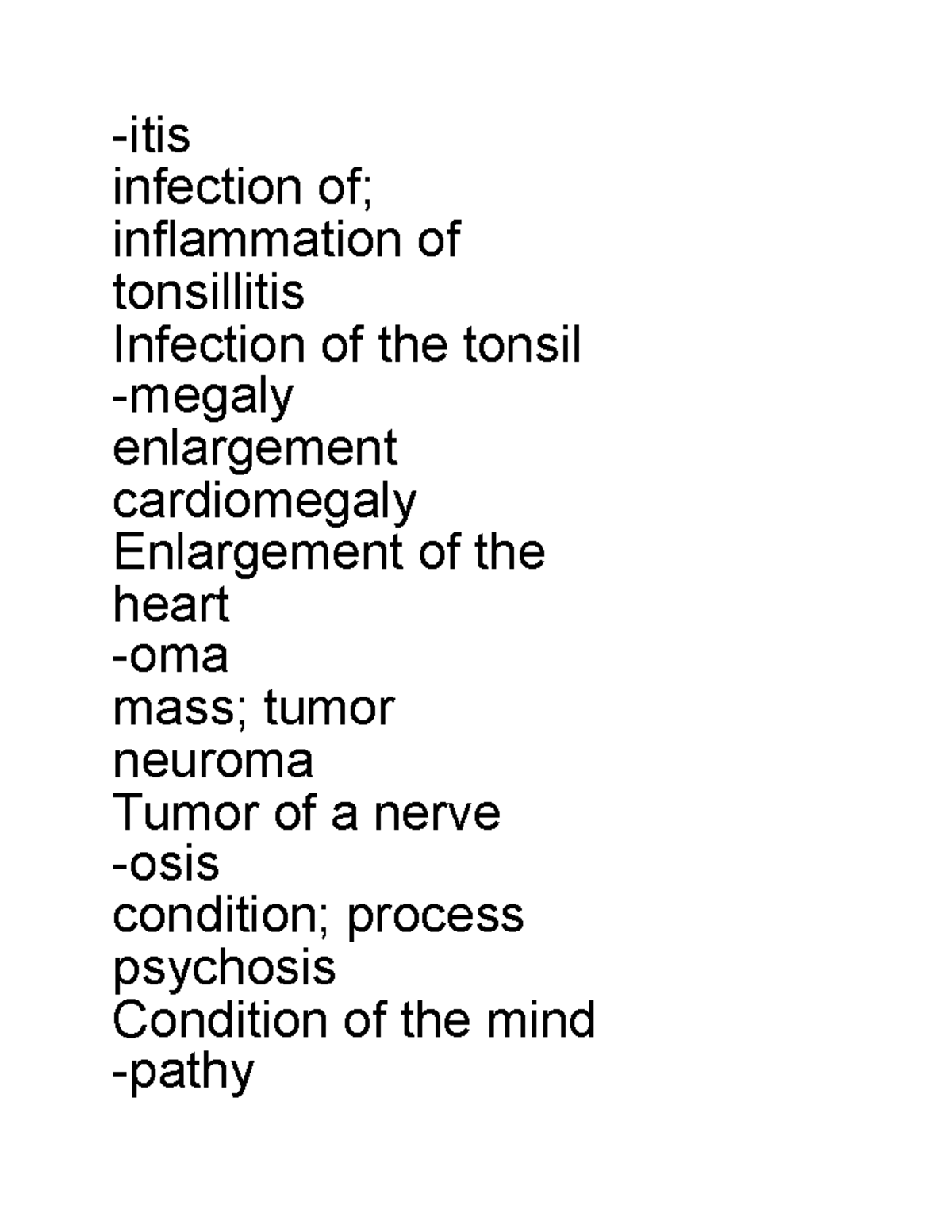Medical Word Parts -itis infection of; inflammation of tonsillitis ...