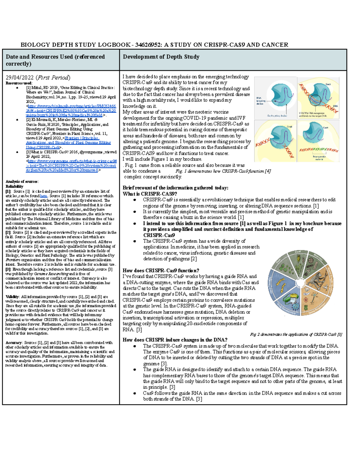Crispr Cas 9 - BIOLOGY DEPTH STUDY LOGBOOK - 34626952: A STUDY ON ...