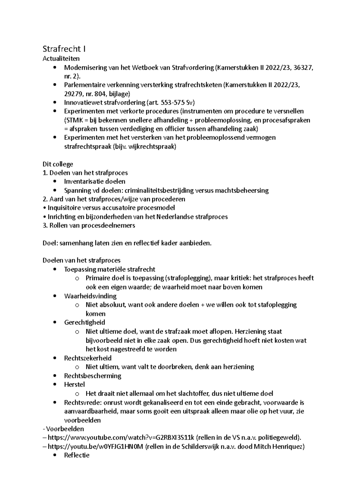 Strafrecht I - hoorcollegeaantekeningen - Strafrecht I Actualiteiten ...