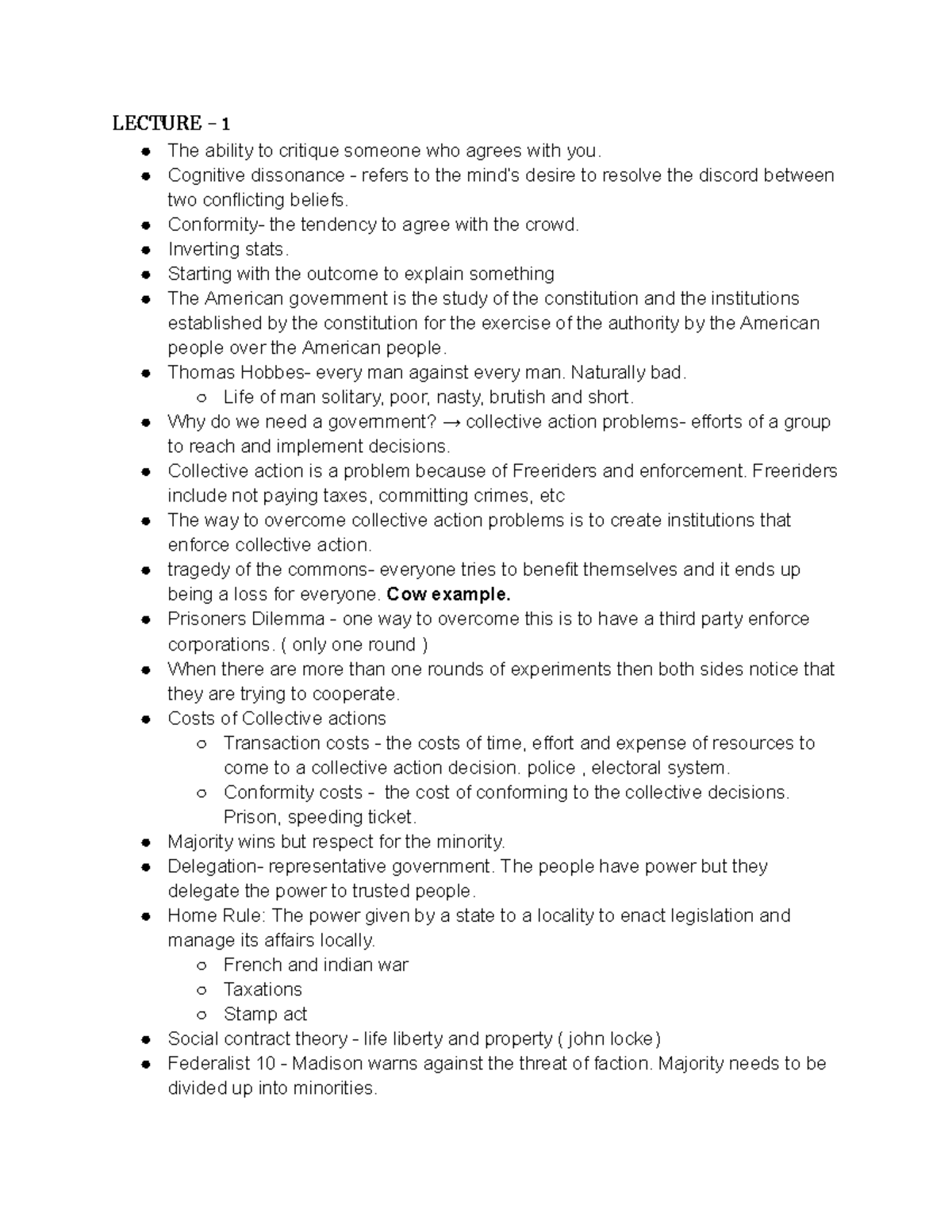 POL 102 Notes - Lecture 1&2 - LECTURE - 1 The ability to critique ...