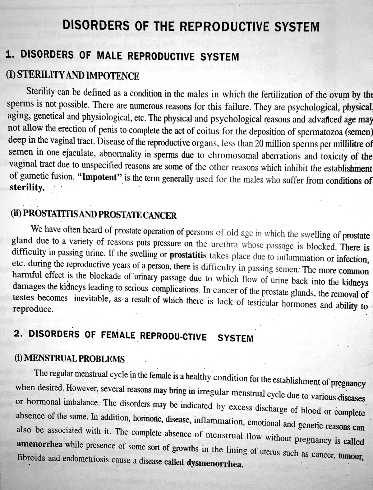 Disorders OF Reproductive System Lecture NOTE - Pharmacy - Studocu