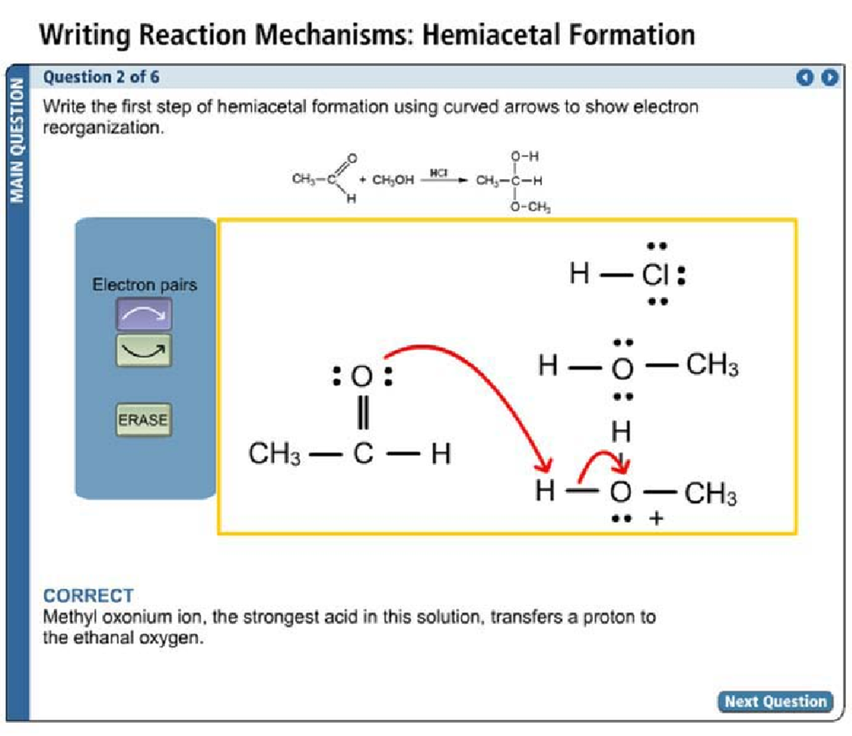 Q23.7a VIS - Writing Reaction Mechanisms. Hemiacetal Formation ...