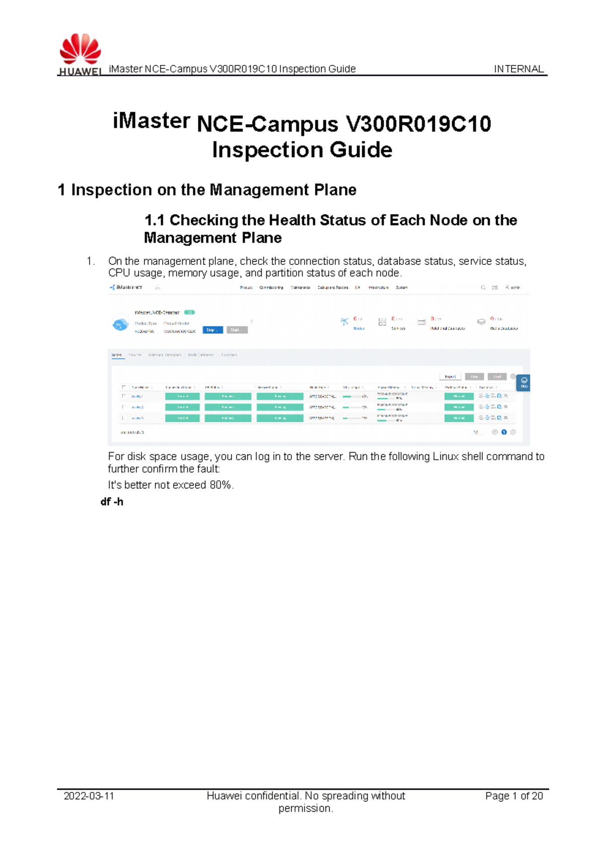 I Master NCE-Campus V300R019C10 Inspection Guide 20210728 - iMaster NCE ...