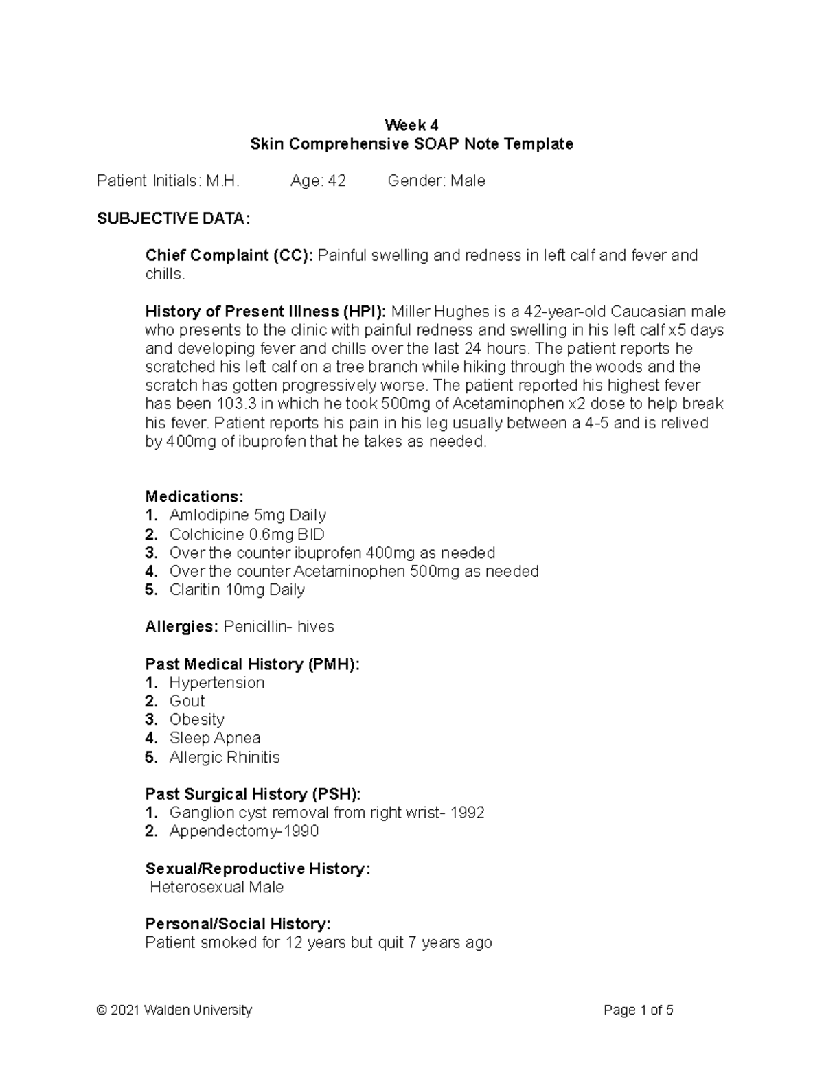 WK4Assgn 1+Hudgins+K - Cellulitis - Week 4 Skin Comprehensive SOAP Note ...