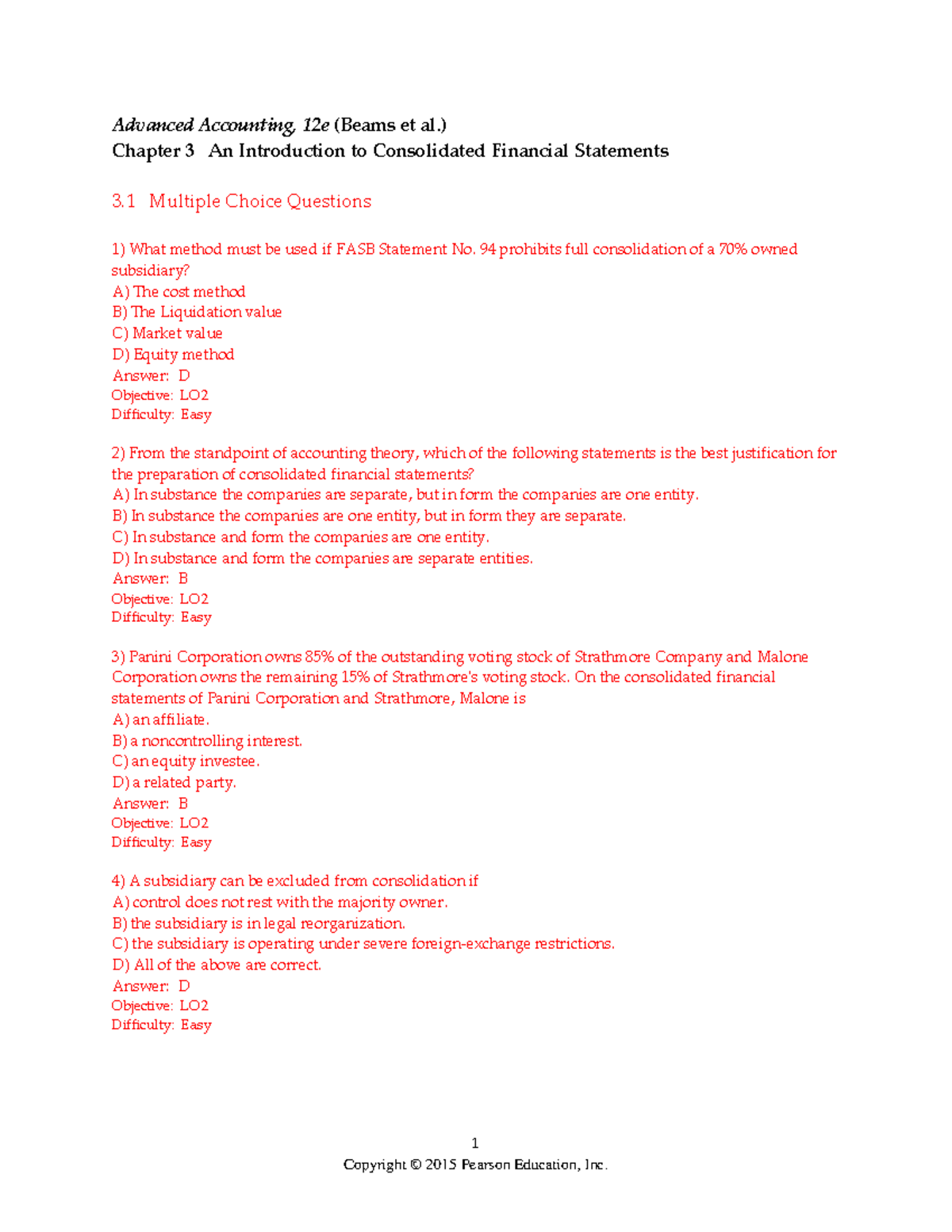 Chapter 3 an introduction to consolidated financial statements - 1 Advanced Accounting, 12e ...
