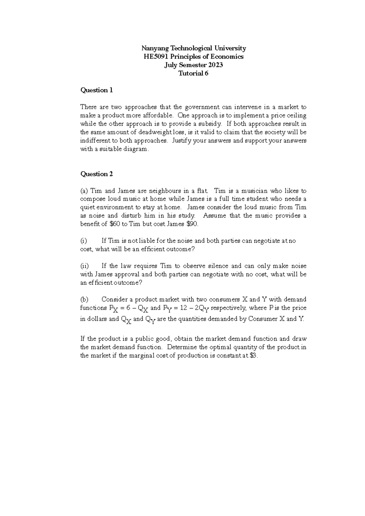 HE5091 Jul 2023 Tutorial 6.Student Version - Nanyang Technological ...