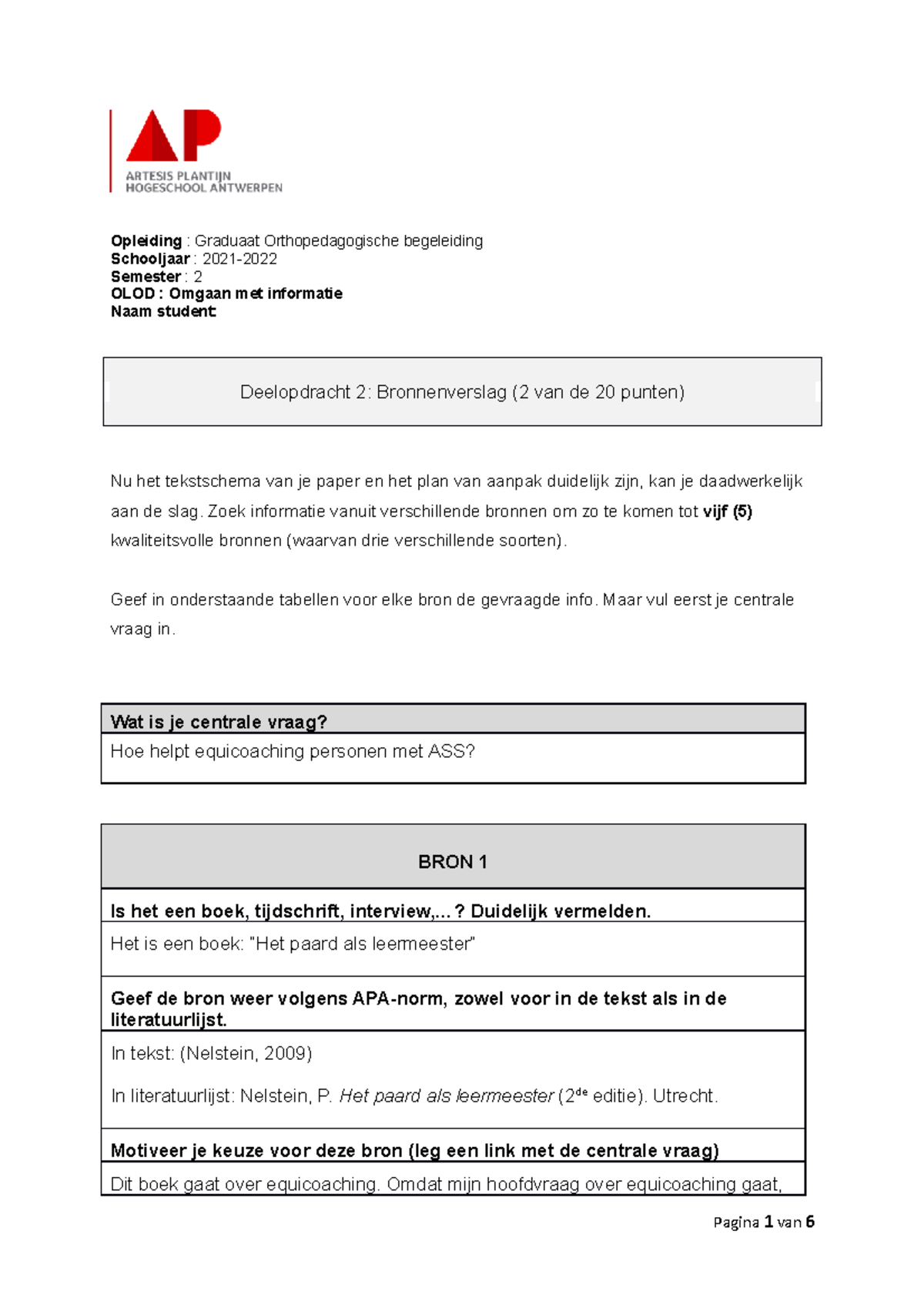 Bronnen APA - opdracht - personen met een beperking - AP Hogeschool ...