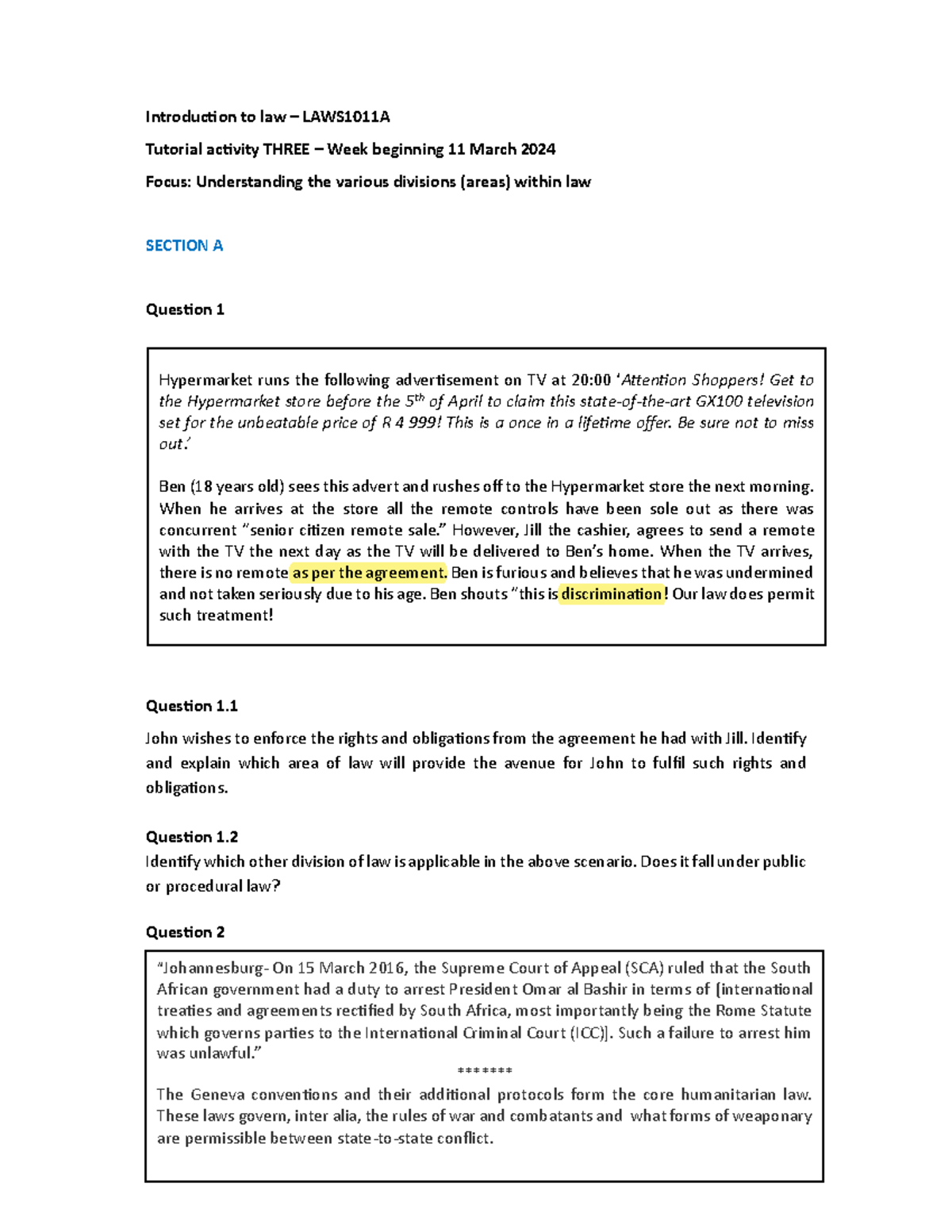 Tutorial 3 -1199919459 - Introduction to law – LAWS1011A Tutorial ...
