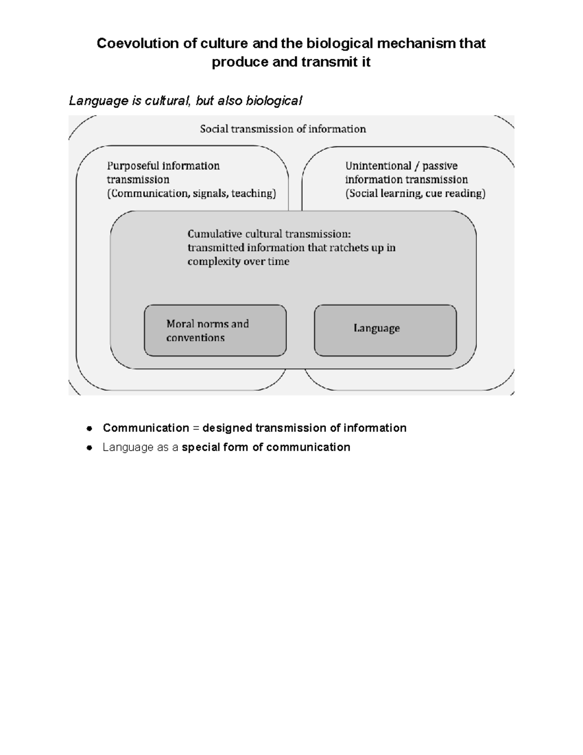 Week 7 Lecture 2 - Coevolution of culture and the biological mechanism ...
