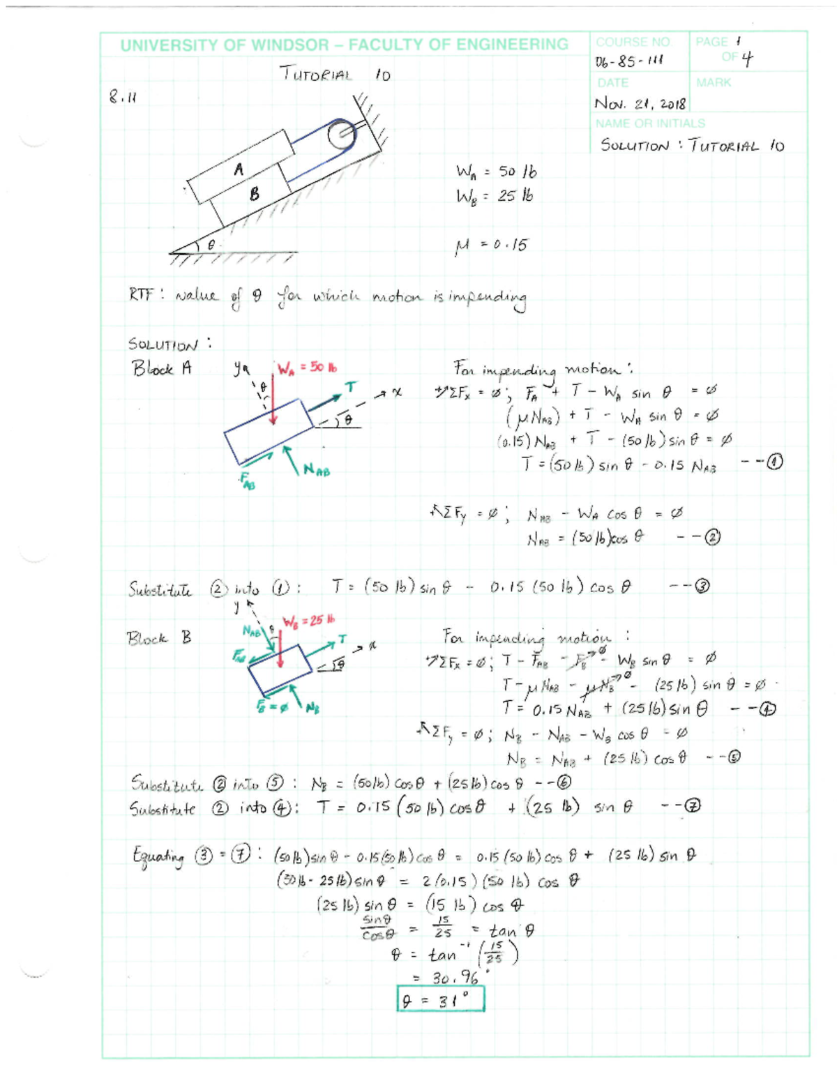 Tutorial 10 Solution - 06 85 111 - Studocu