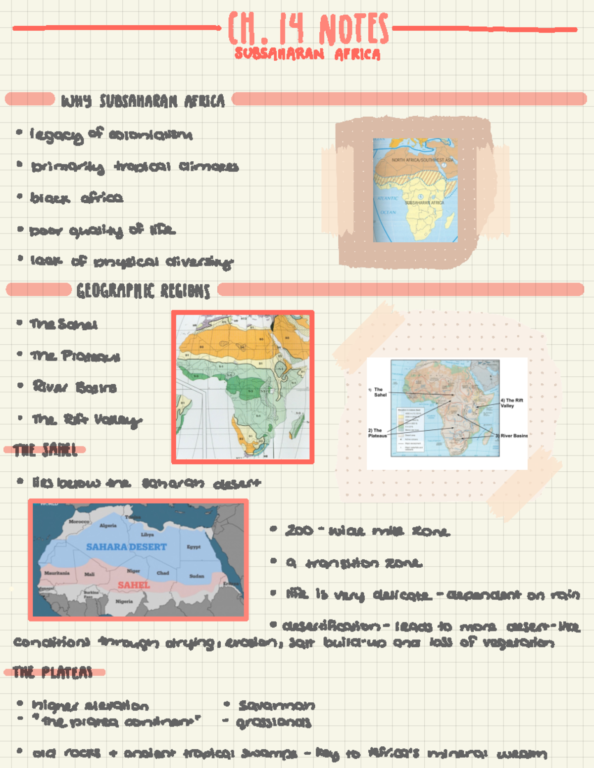Geography Ch. 14 Notes - Clt . 14 NOTES SUBSAHARAN AFRICA ####### WHY ...