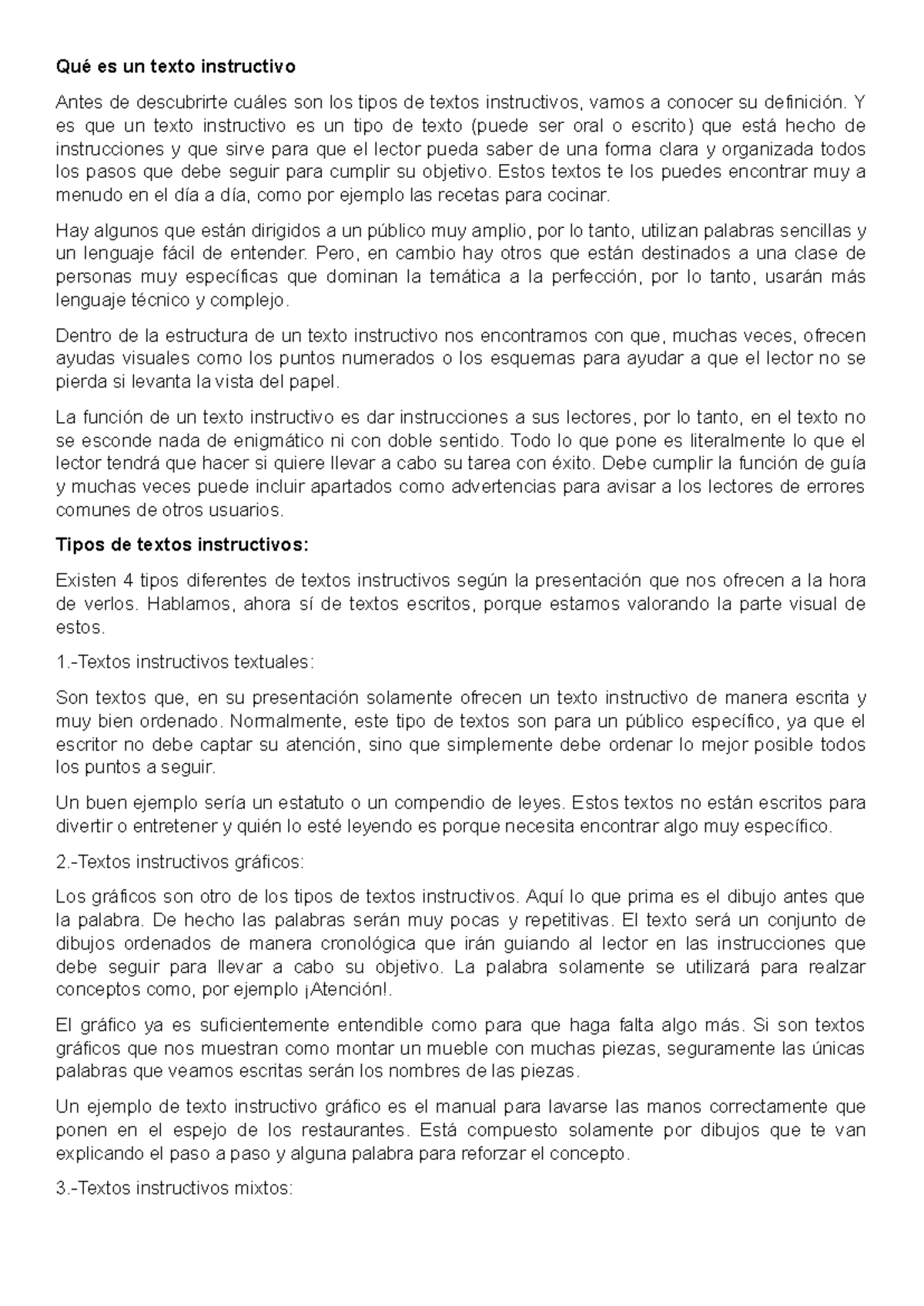 Qué es un texto instructivo - Y es que un texto instructivo es un tipo ...
