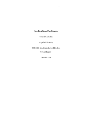 Interdisciplinary Plan Proposal - The plan would be carried out in the ...