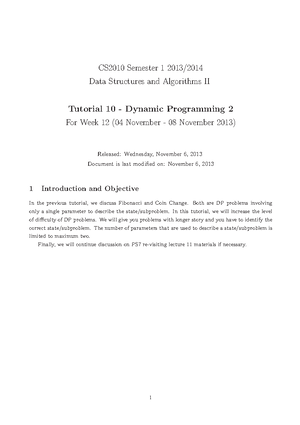 Algorithm Tutorial 9 Answers - CS2010 Semester 1 2013/ Data Structures and Algorithms II ...