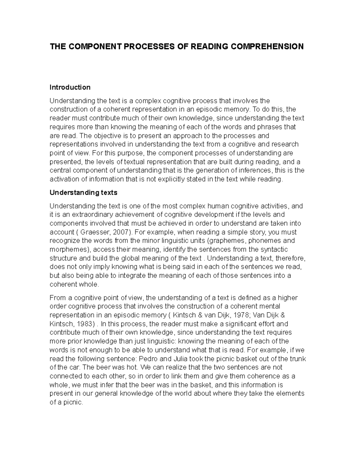 The component processes of reading comprehension - THE COMPONENT ...