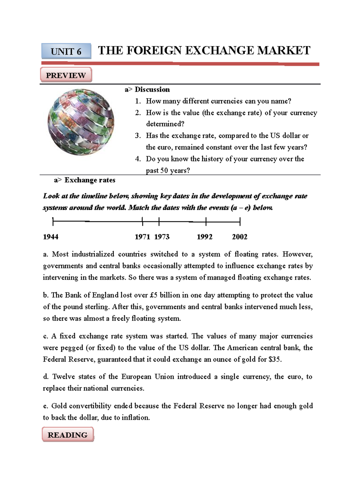 UNIT 6 Forex Market - English Notes - UNIT 16 THE FOREIGN EXCHANGE ...