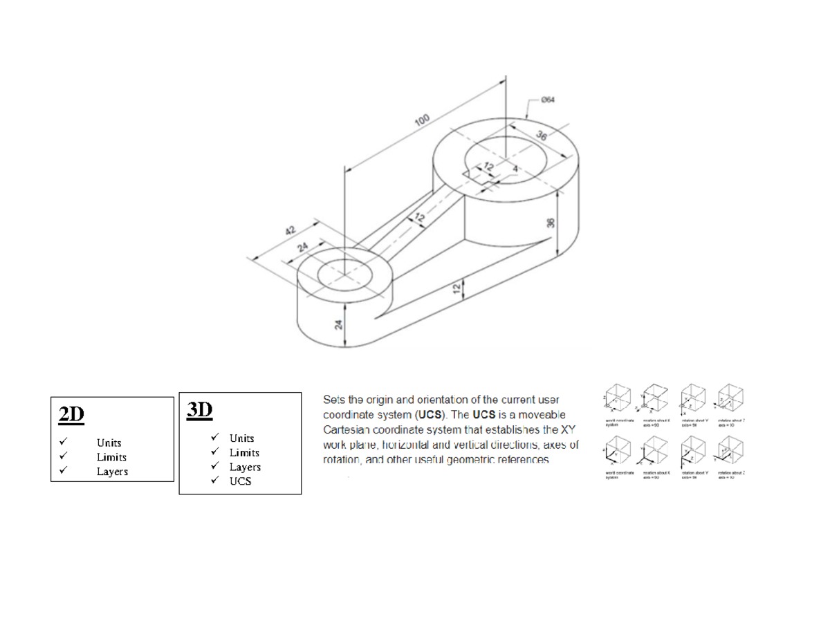 3D Auto CAD exercise - ENGG1500 - 2D Units Limits Layers 3 D Units ...