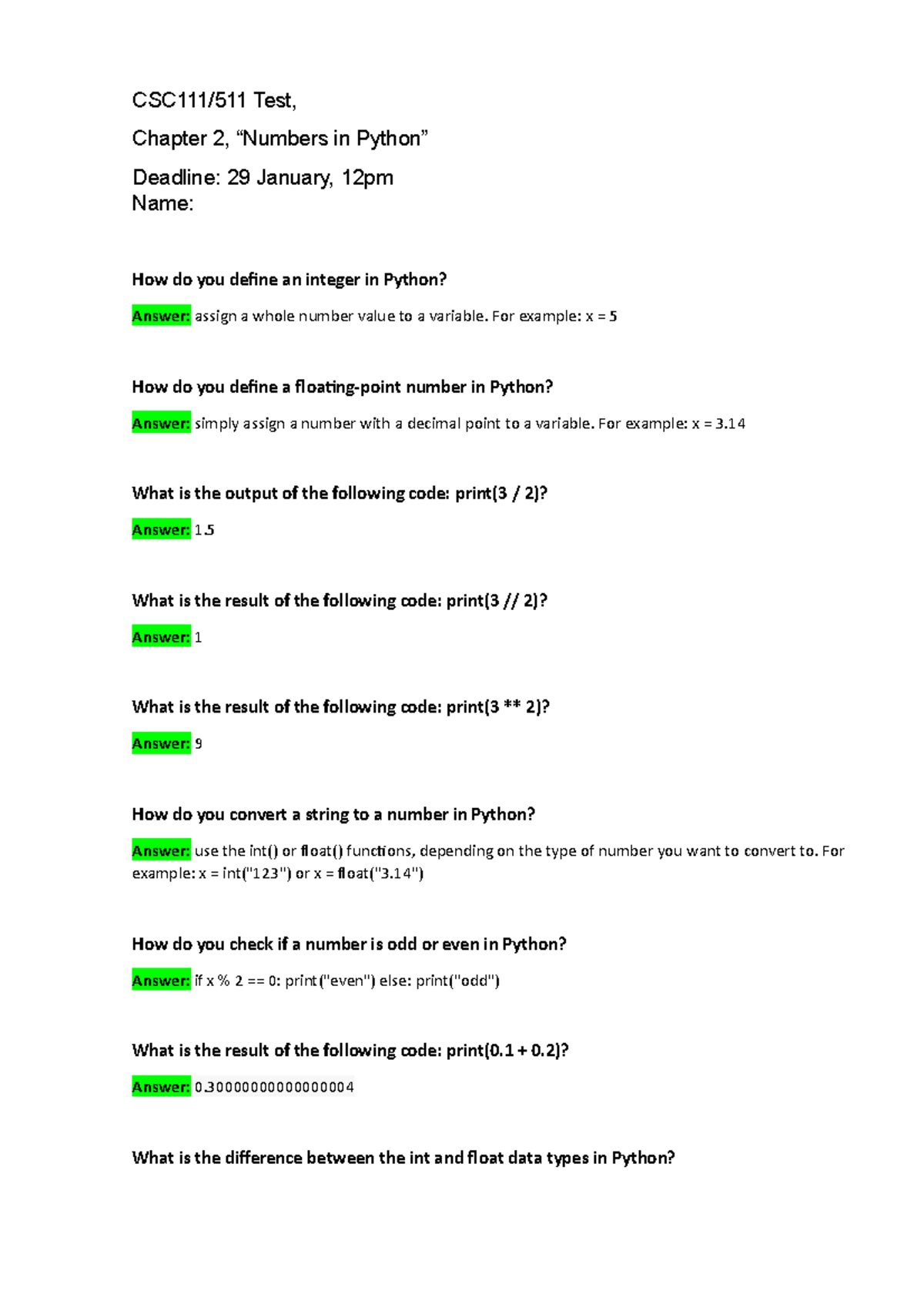 CSC111-Numbers-TEST - Test assignement "Numbers" for CSC111 class, due ...