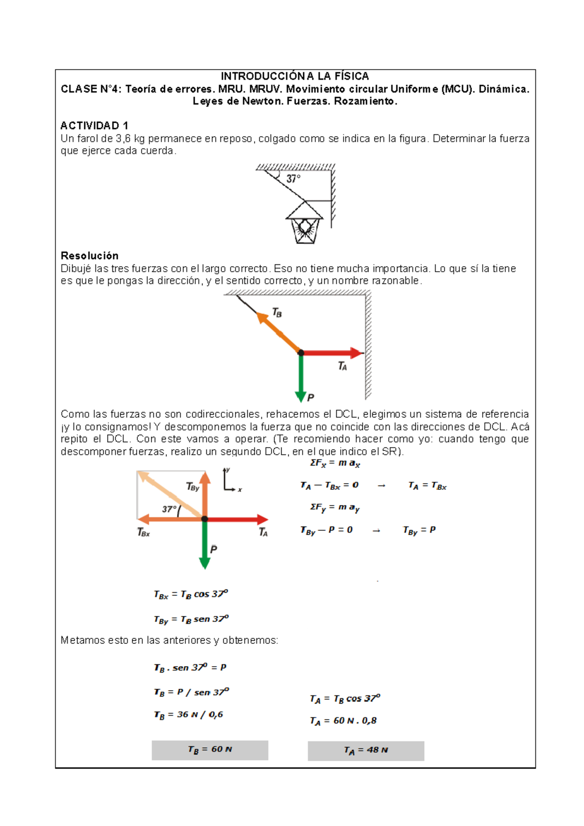Clase 4. Ejercicios resueltos. Introducción a la Física. 2C2024. UADE ...