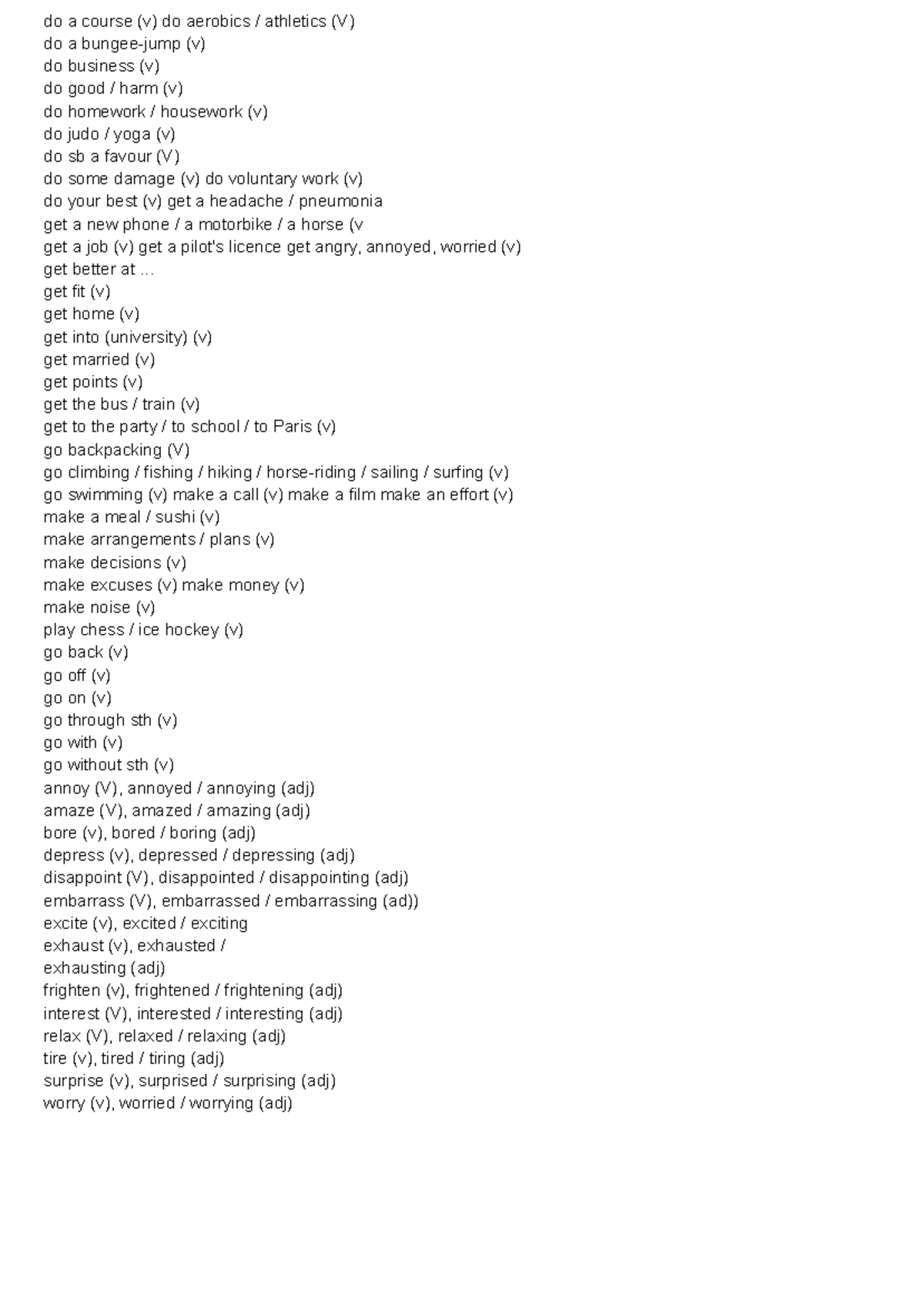 Vocabulary - Vocabulario de todo cuarto de la ESO - do a course (v) do ...