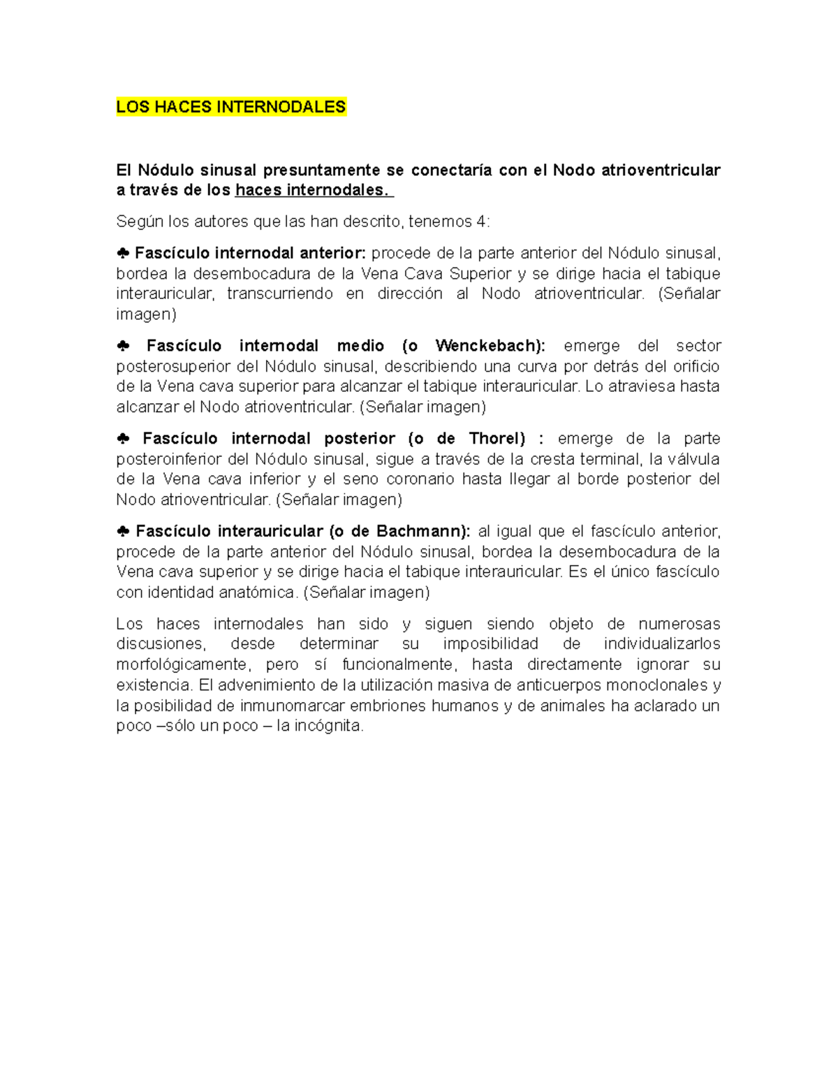 LOS Haces Internodales - LOS HACES INTERNODALES El Nódulo sinusal ...