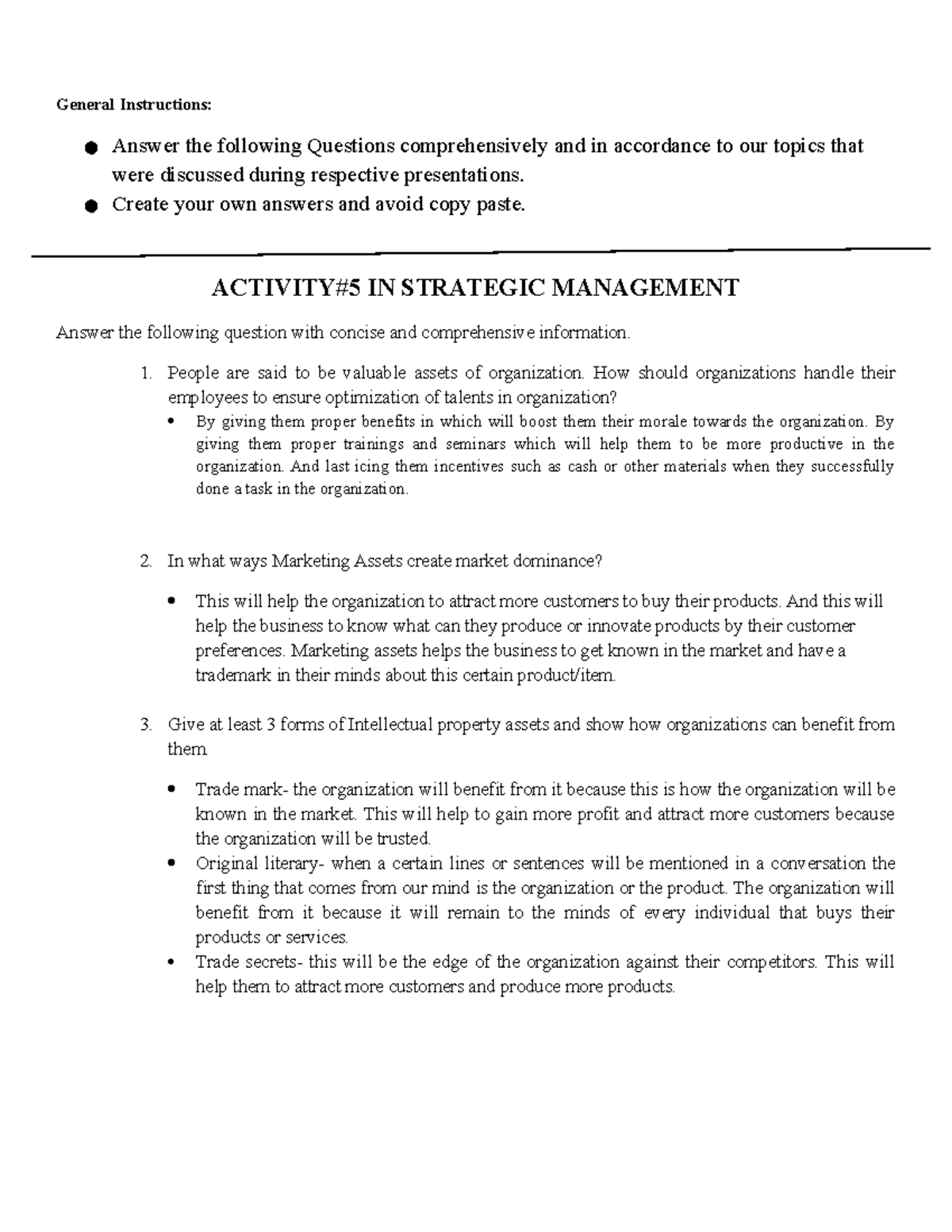 Strama Sample Activity - General Instructions: Answer the following ...