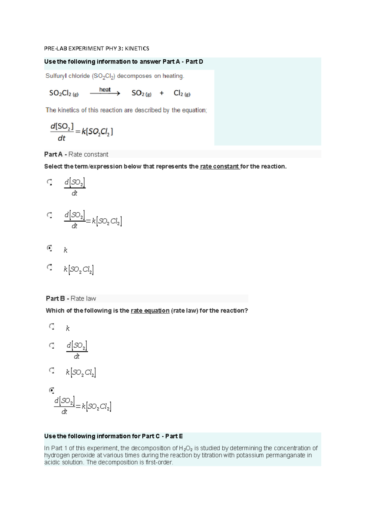 Mastering - Pre-lab Experiment Phy 3 Kinetic - Ans - PRE-LAB EXPERIMENT ...