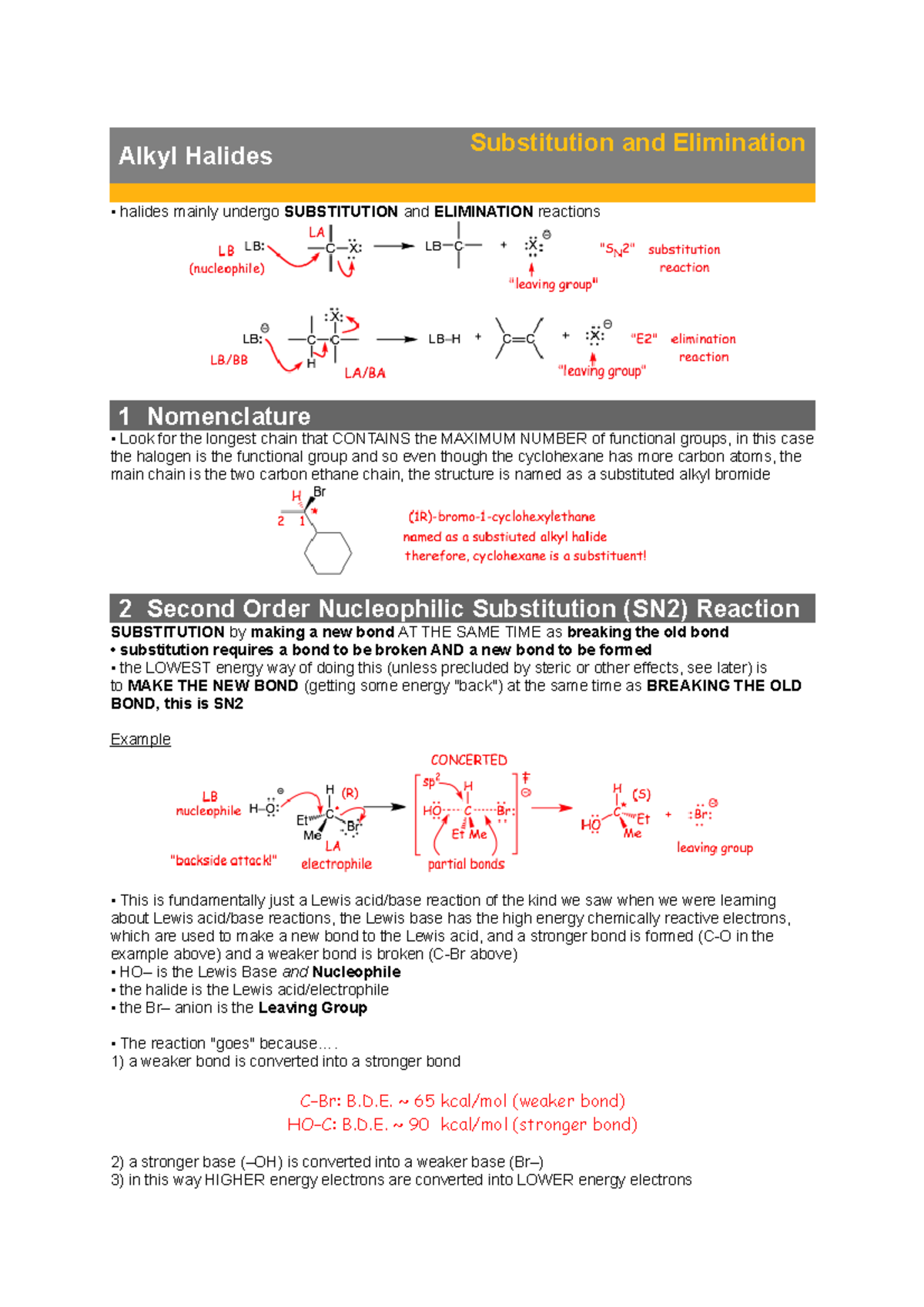 Halides - Substitution and Elimination - Alkyl Halides Substitution and ...