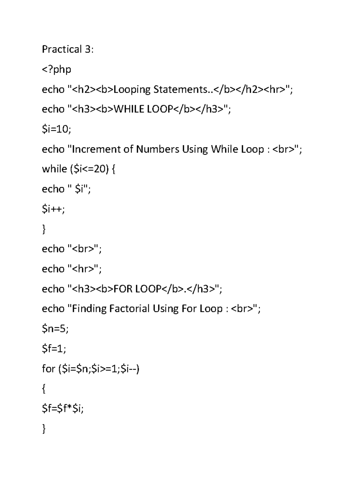 Practical 3 - lecture notes - Practical 3