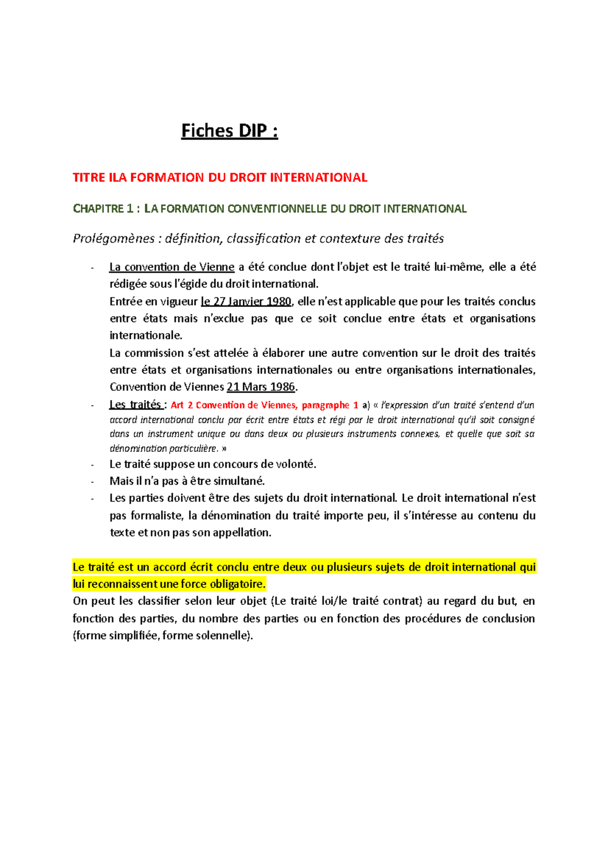 Fiches DIP - Entrée en vigueur le 27 Janvier 1980, elle n’est ...