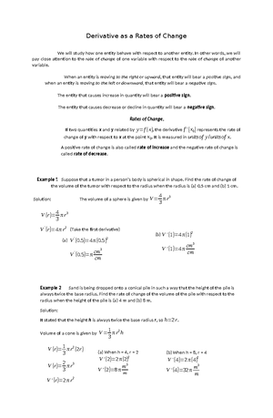( Calculus) Mathematical Modelling - Calculus 1 - Lecture on Mathematical Modeling - Studocu