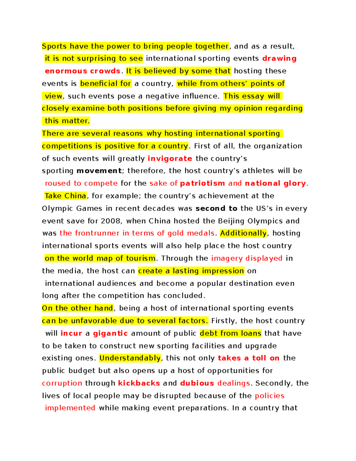 International sport 2- english 1 - Sports have the power to bring ...