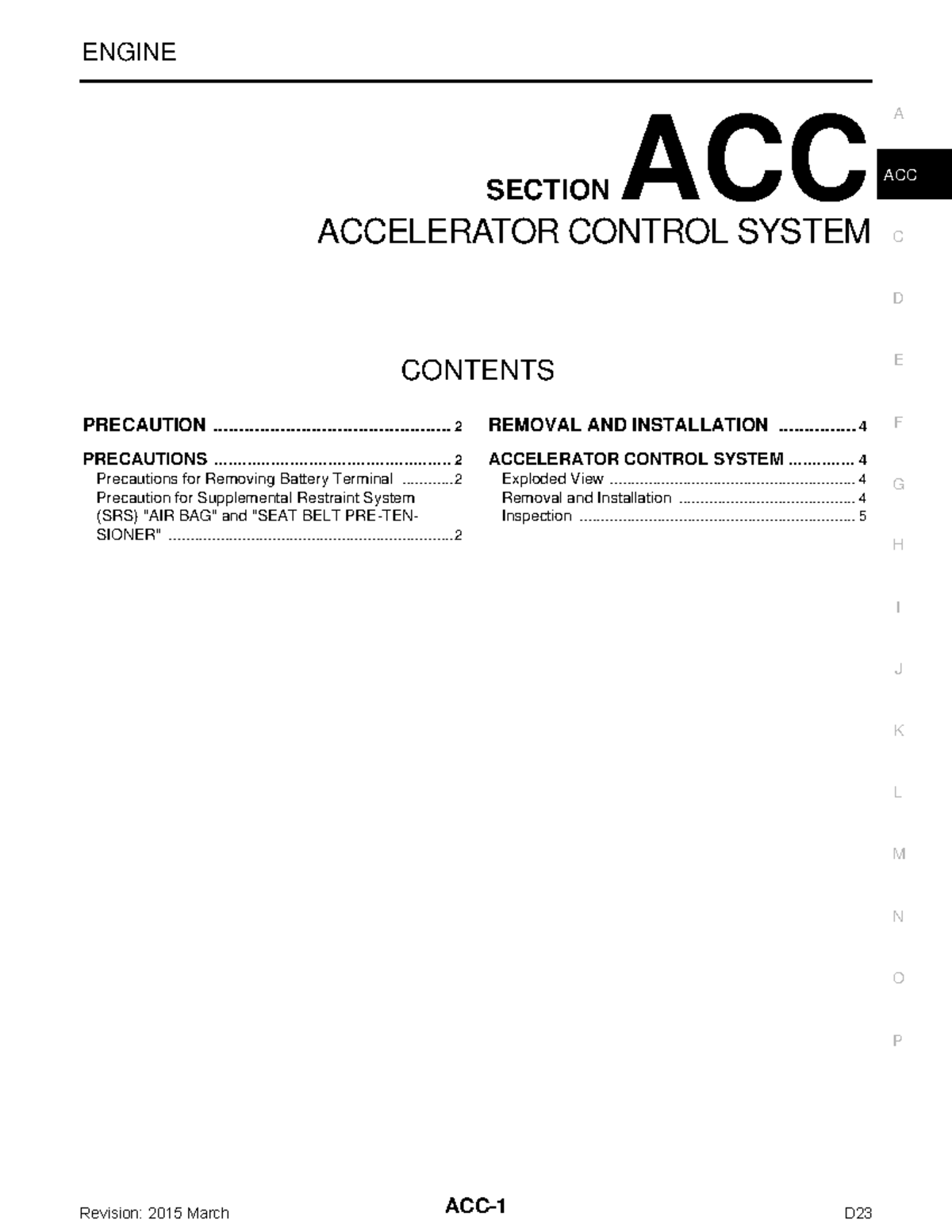 ACC - reparaciones - ACC- ENGINE C D E F G H I J K L M SECTION ACC A ...