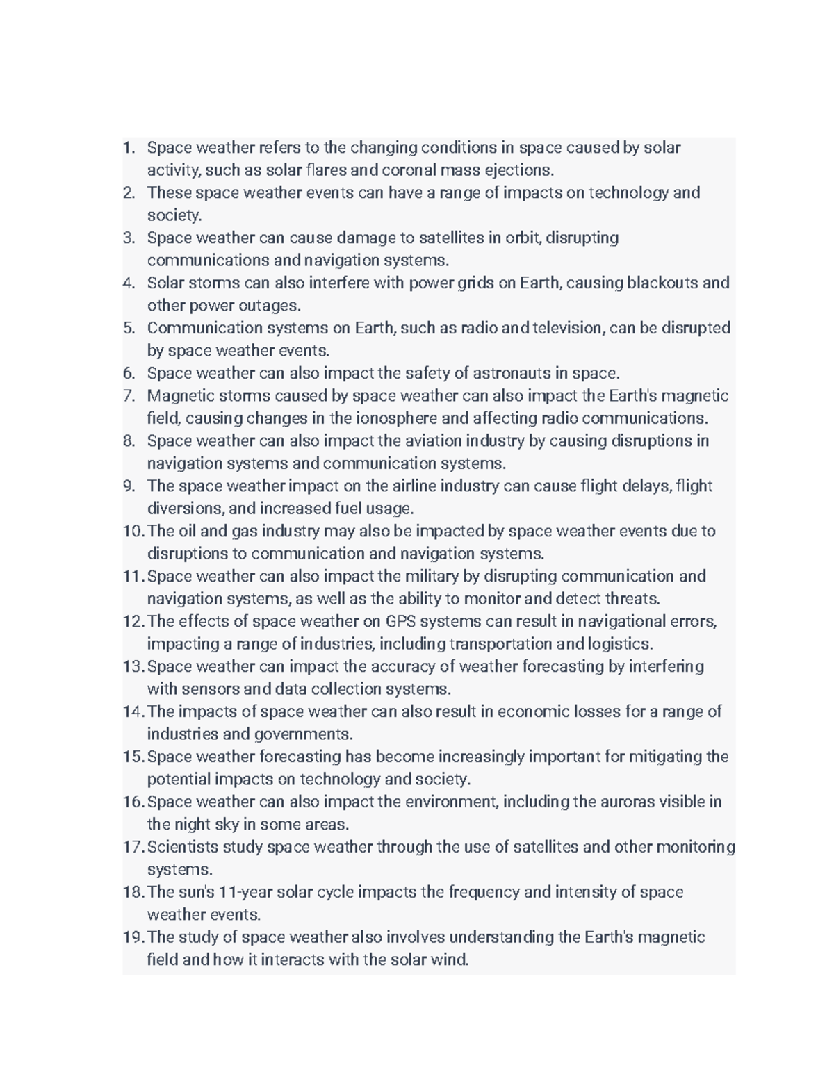 Space weather and its impacts on technology and society Notes - Space ...