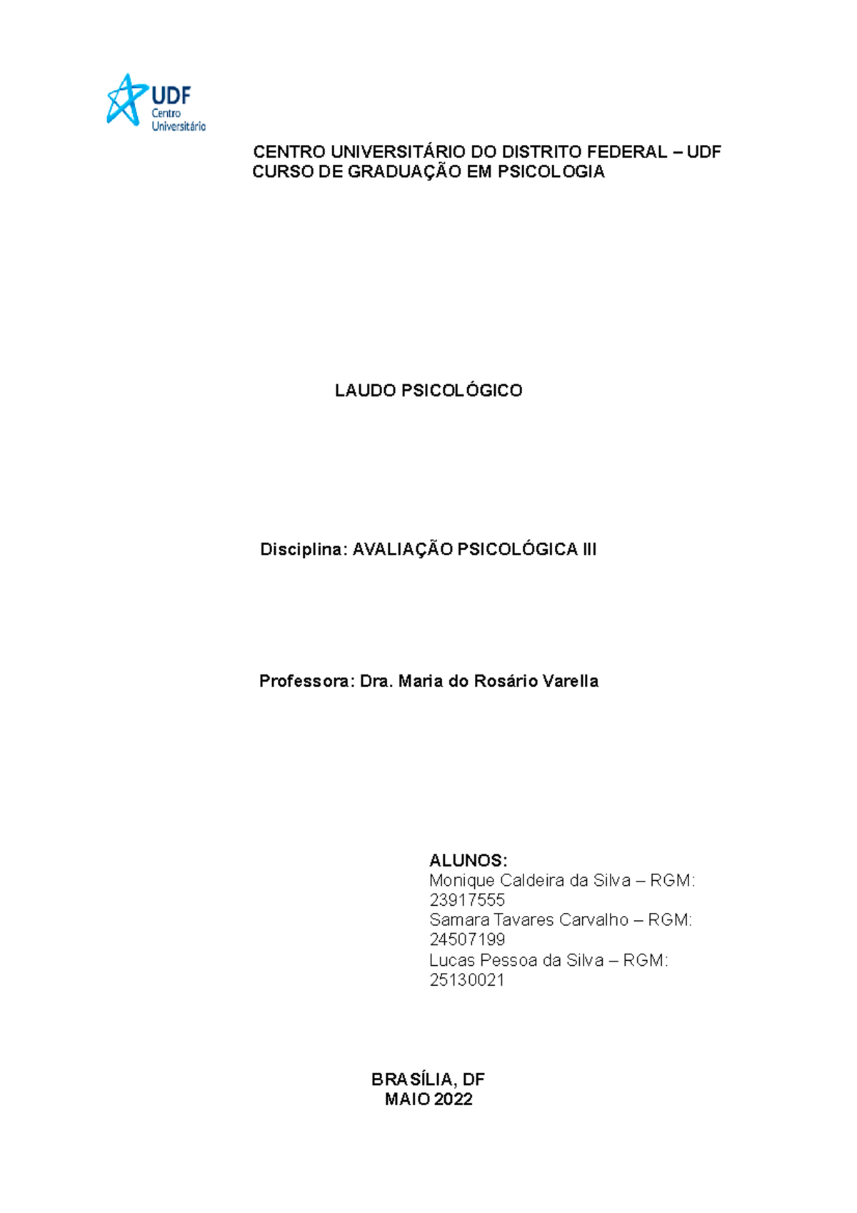 Laudo palografico 2 - fdsfdsf - CENTRO UNIVERSITÁRIO DO DISTRITO ...