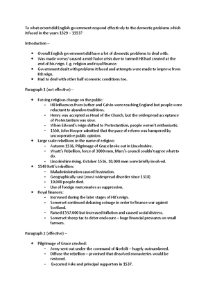 History A-Level - Tudors - Sixth Form (A Levels) - Studocu