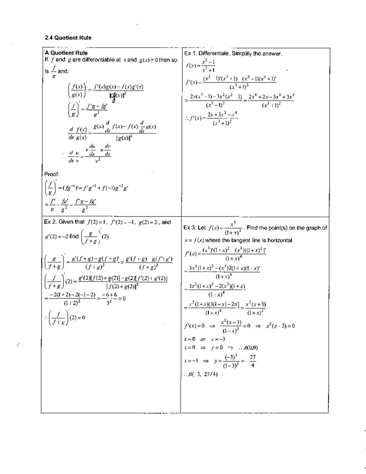 Quotient rule note filled in - Mat137Y1 - Studocu