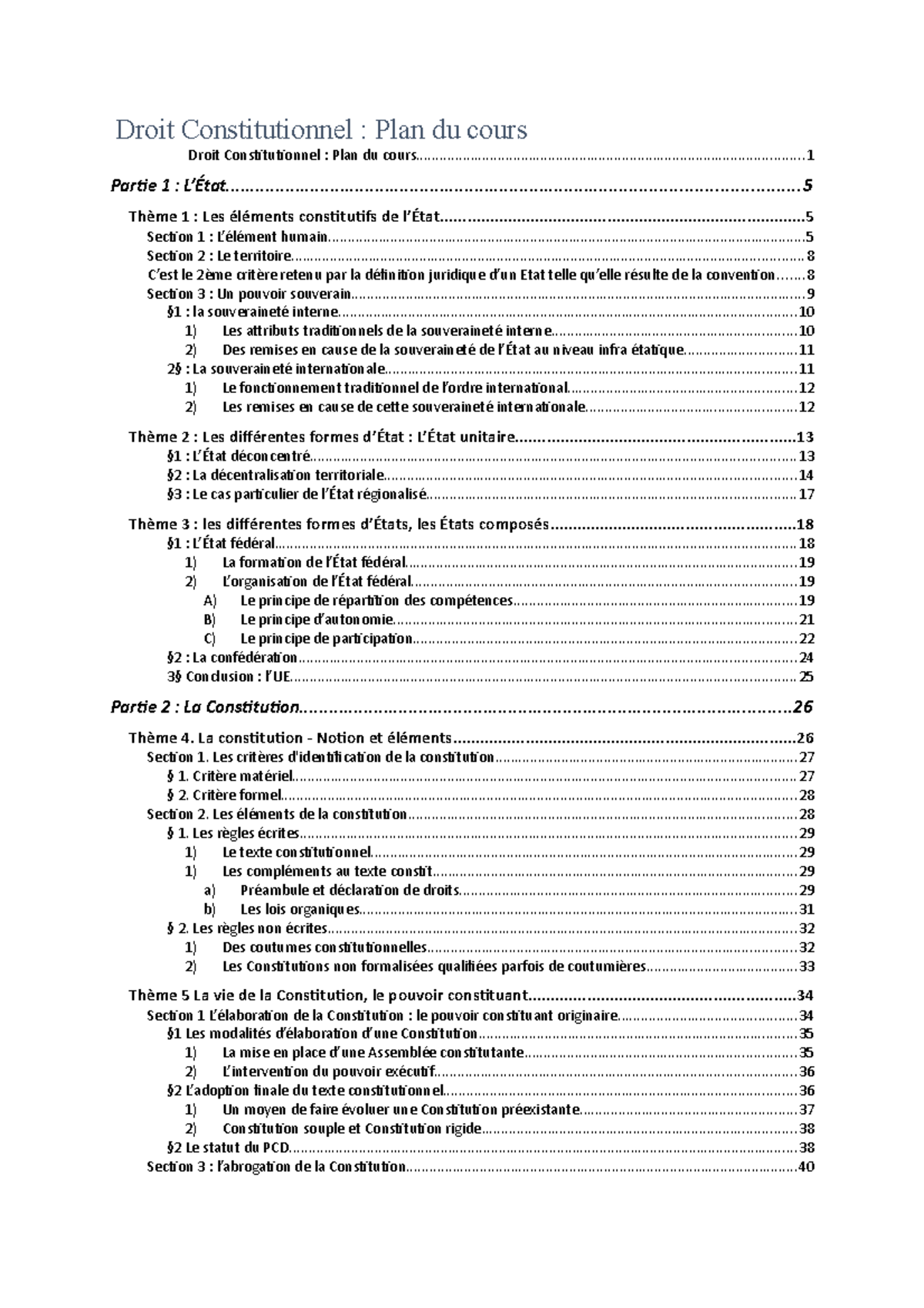 Skript droit constitutionel - Droit Constitutionnel : Plan du cours ...