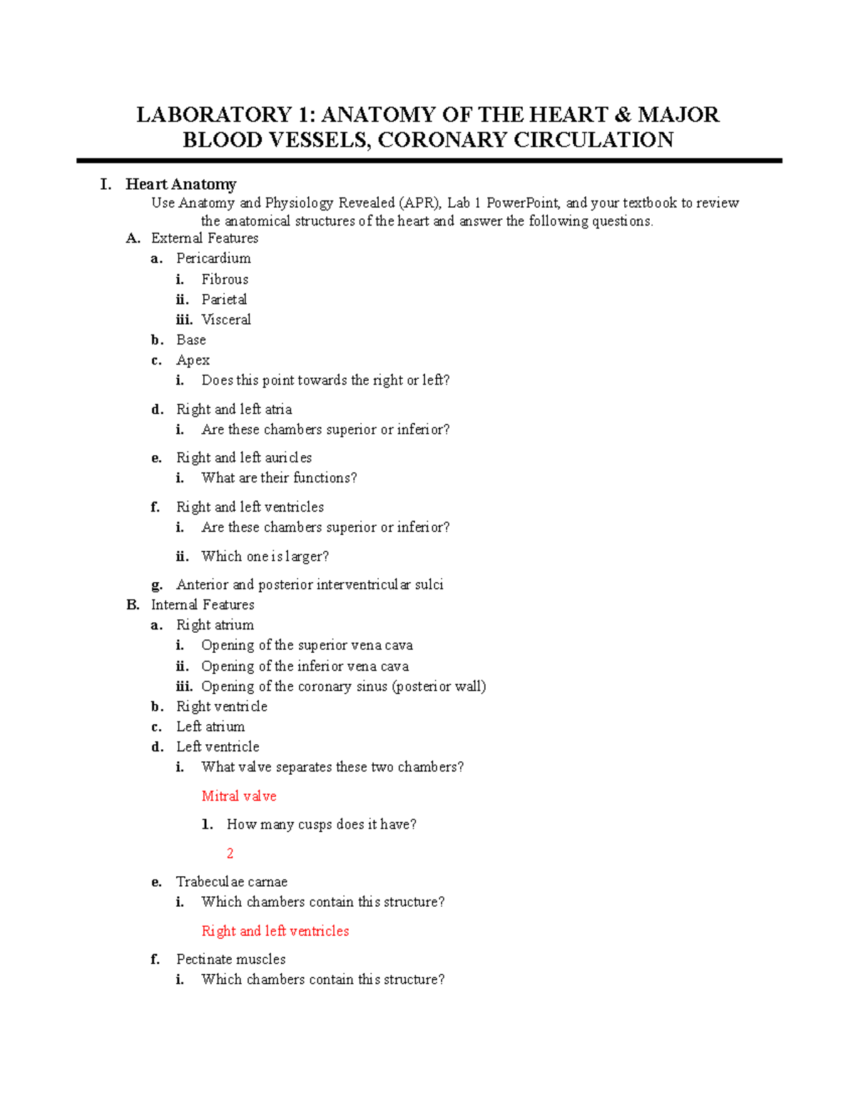 HSCI 103 Lab 1 Pre-Lab Worksheet - LABORATORY 1: ANATOMY OF THE HEART ...