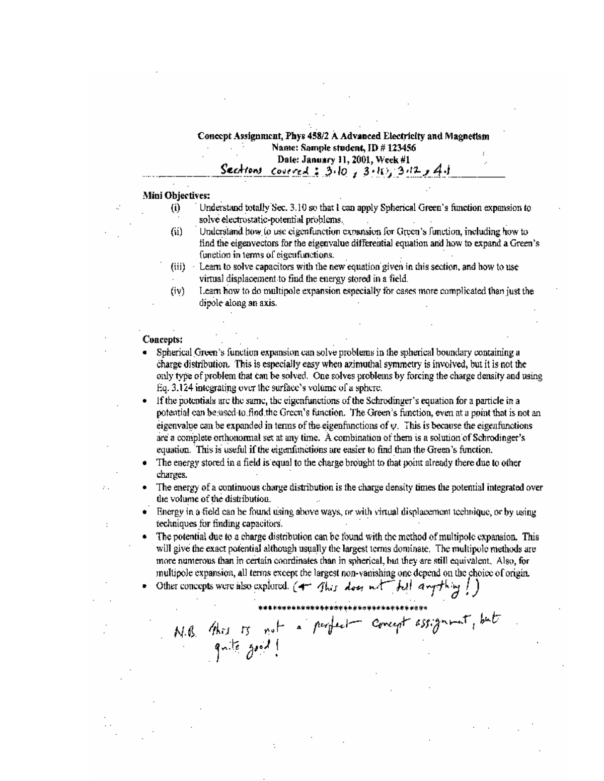 Sample concept:jottings - PHYS 204 - Studocu