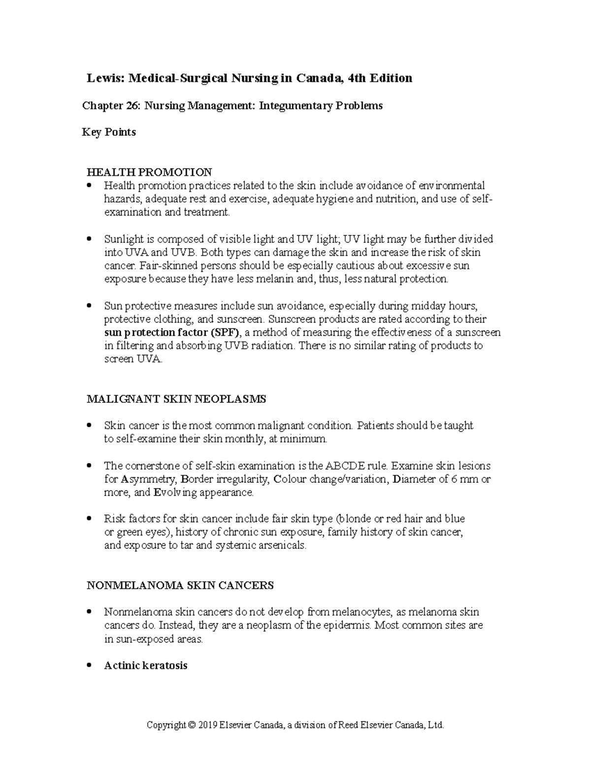 Chapter 026 - Nursing Management: Integumentary Problems - Copyright © 2019 Elsevier Canada, a ...