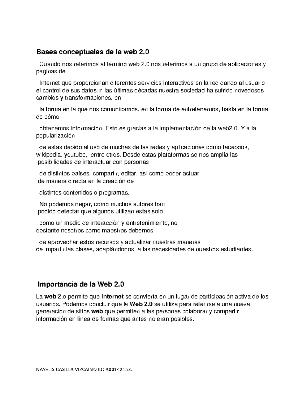 Nayelis Casilla Vizcaino Bases conceptuales de la web 2 - NAYELIS CASILLA VIZCAINO ID: A00142153 ...