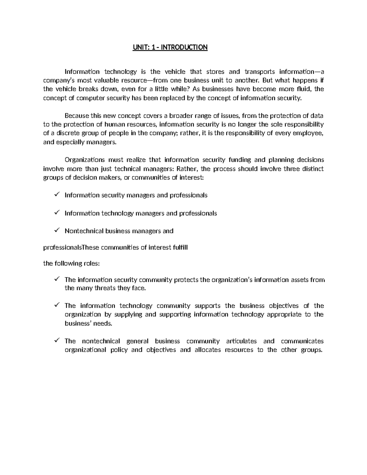 Dis lecture notes unit - I - UNIT: 1 - INTRODUCTION Information ...