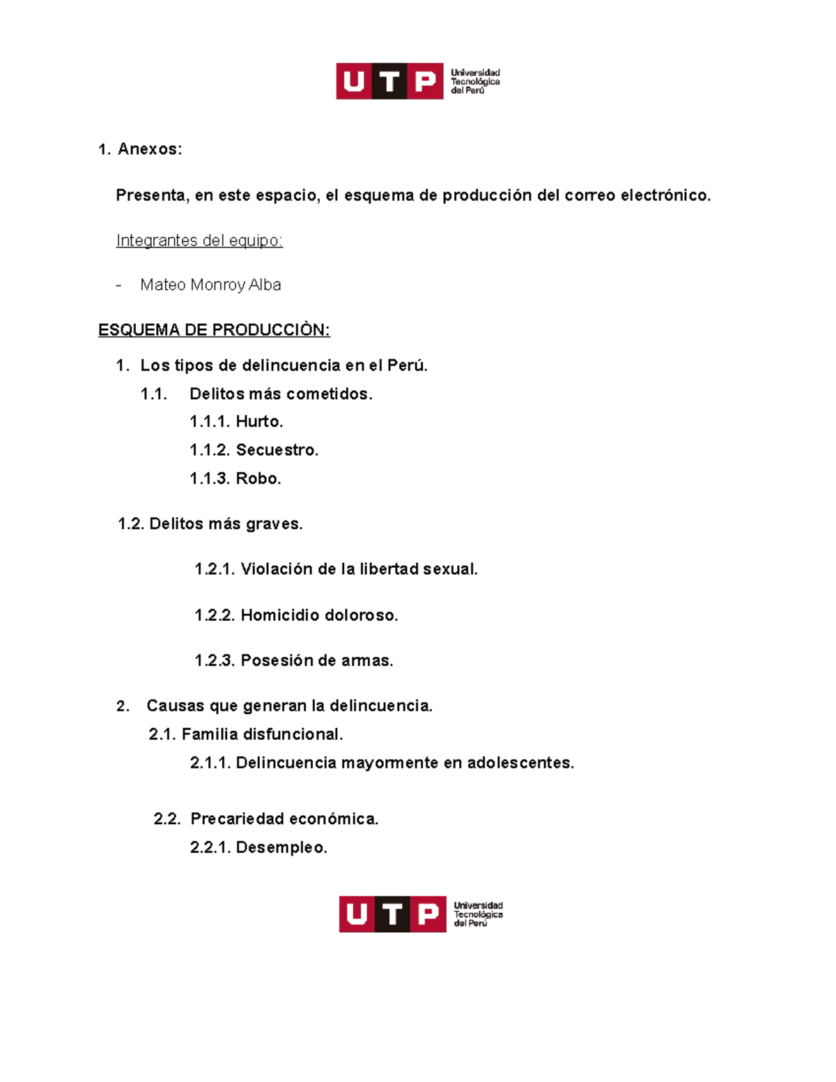 Tarea academica 1- Version borrador - 1. Anexos: Presenta, en este ...
