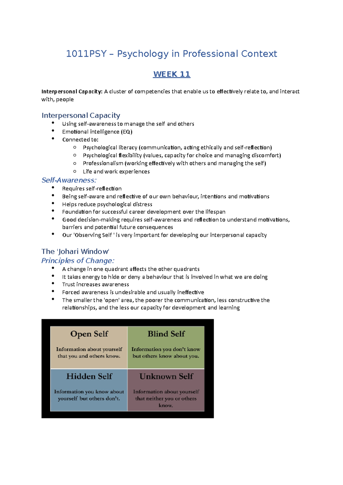 1011PSY (WK 11) - Module & Lecture Notes - 1011PSY – Psychology in ...