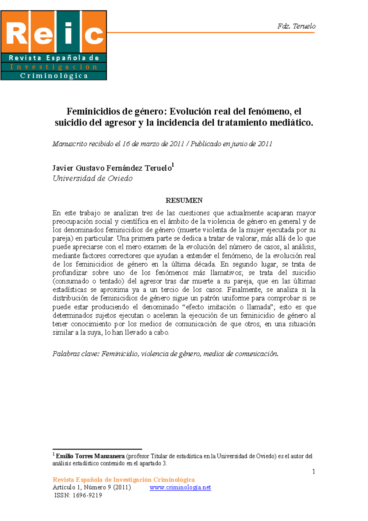 Dialnet-Feminicidios De Genero-3680884 - Revista Española de ...